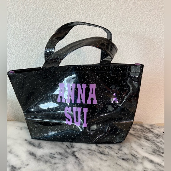 Anna Sui | Bags | Anna Sui Black Purple Enamel Bag Sparkling Logo Bag ...